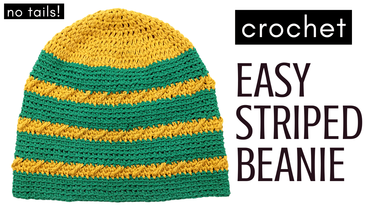 Crochet Easy Beanie with Stripes – Crochet With Julie